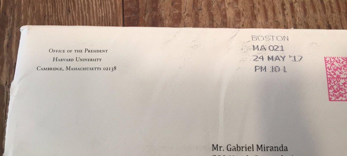 Envelope De Carta De Aceitacao De Harvard Notícias Archives Página