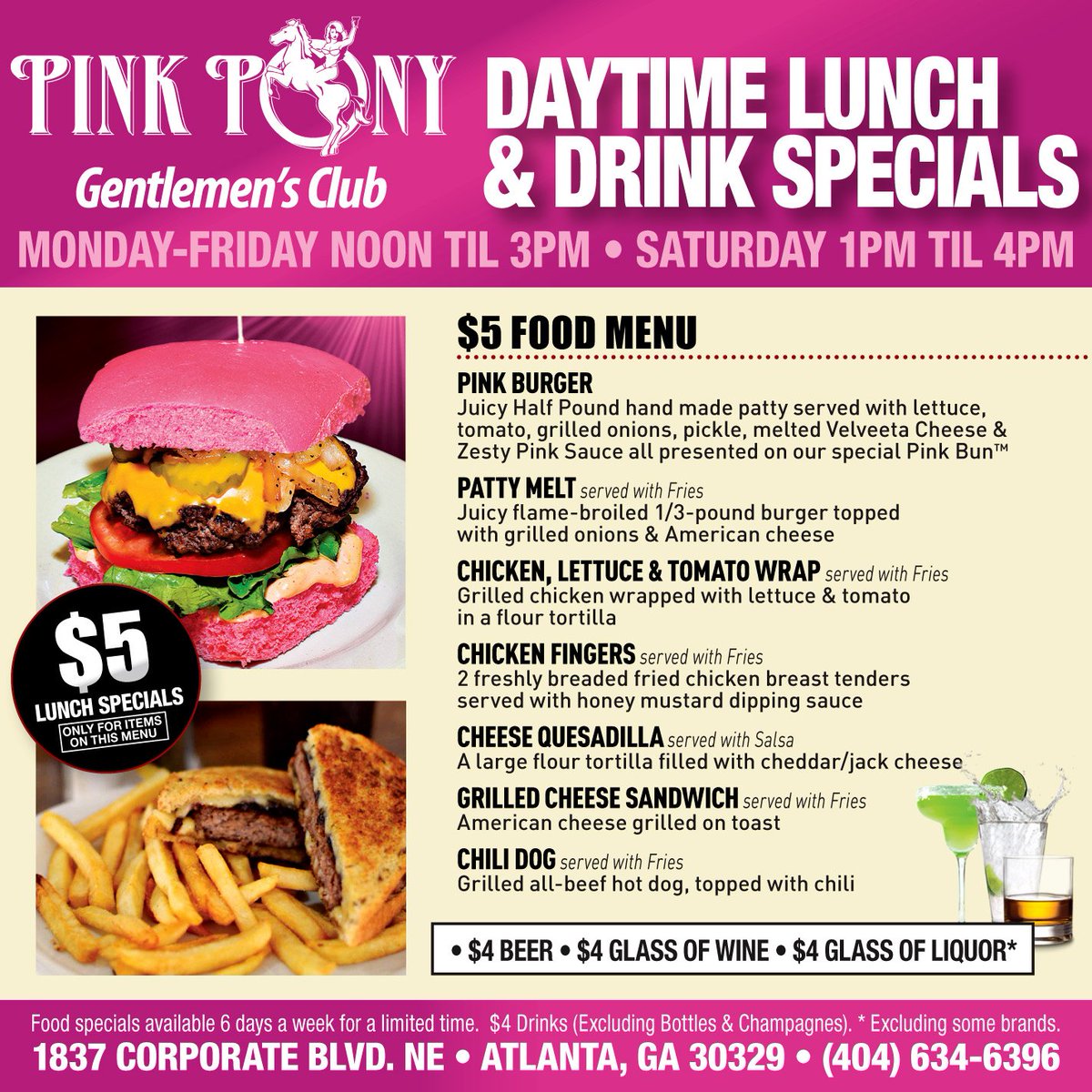 Pink Pony Menu