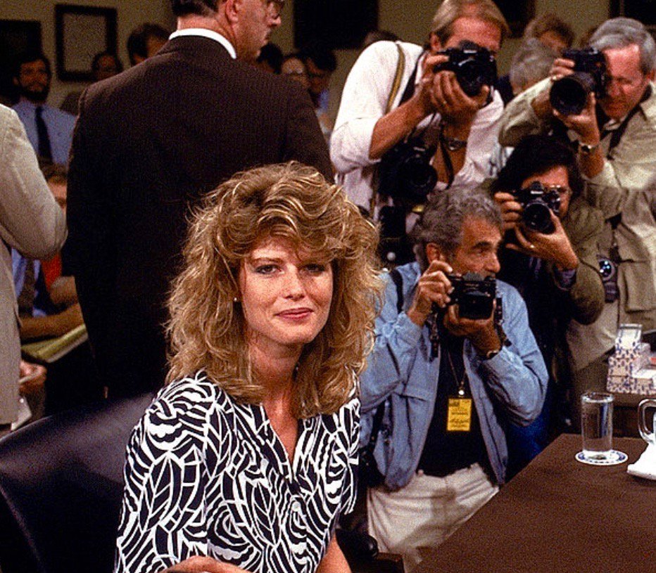 Fawn Hall at Iran-Contra hearings, testifying 30 years ago today: Getty ...