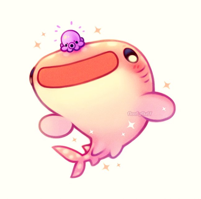 「Slushie the pink whale shark and Grape t」|Ida Ꮚ•ꈊ•Ꮚのイラスト