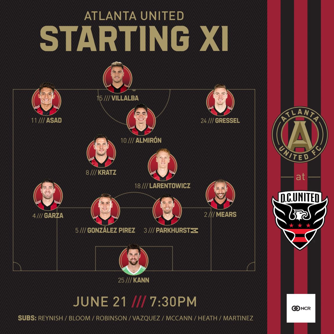 Starting 11 Tonight : r/AtlantaUnited