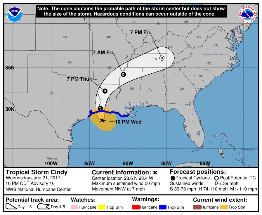 Here is the updated track from the National Hurricane Center as of 10pm ...