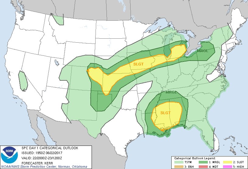 2:52pm CDT SPC Day1 Outlook Slight Risk: late this afternoon and ...