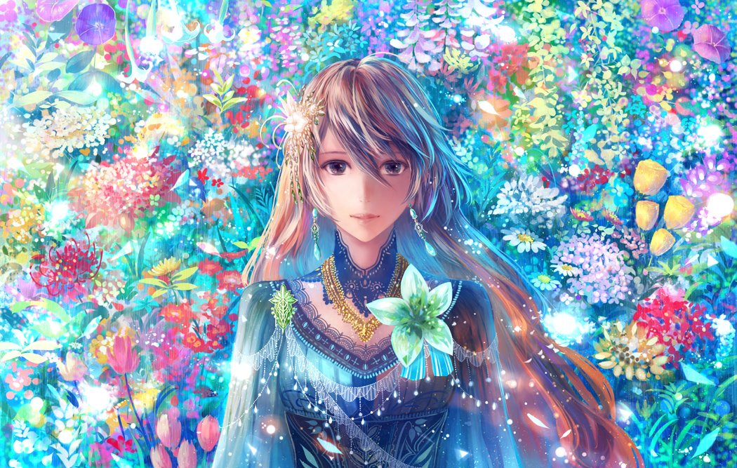 「花詠み姫」 完成、もう少しキャラクターを早く描けるようになりたいな。