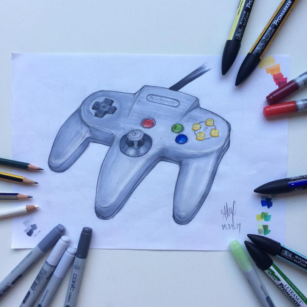 Nintendo 64 Controller Drawing
