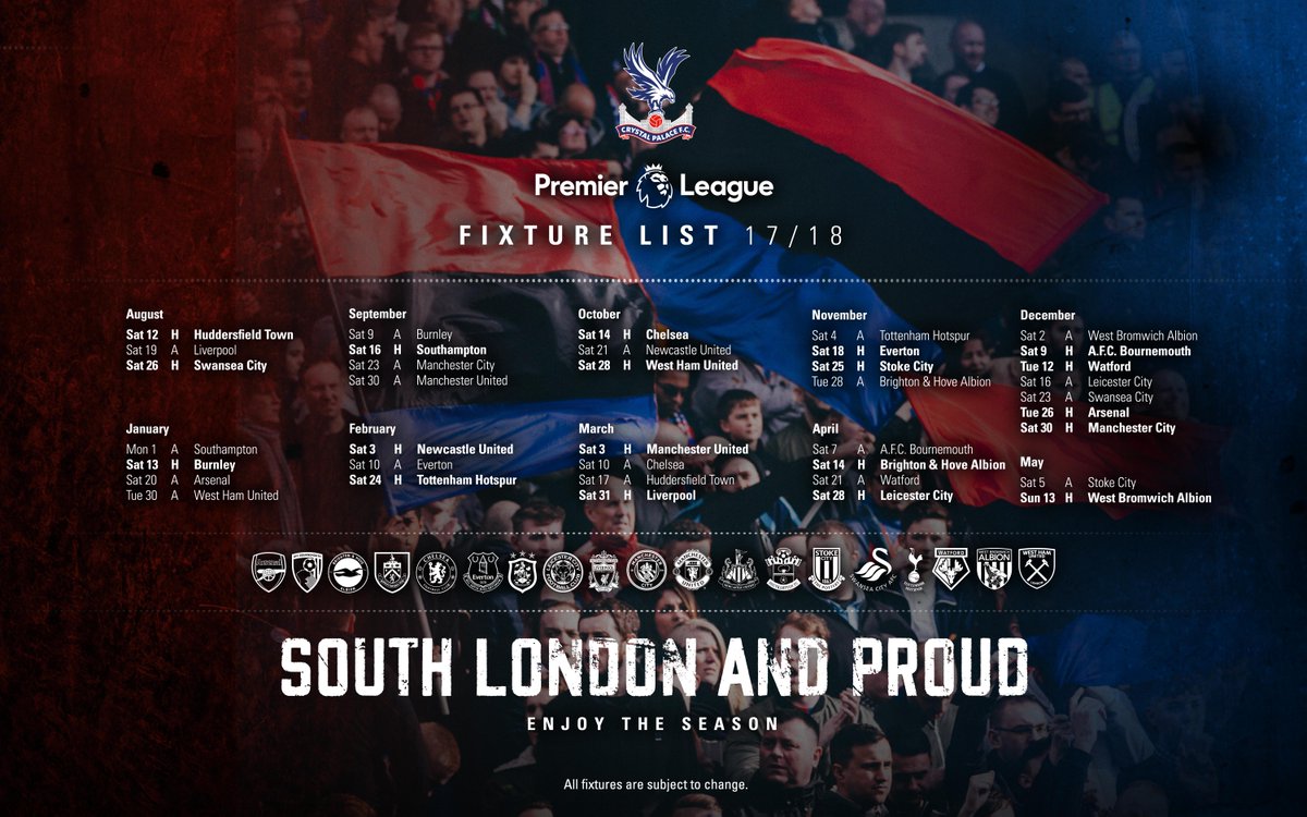 Download the full CPFC ? fixture list here: | Crystal Palace F.C ...