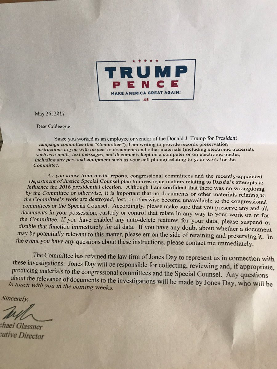 Letter from trump 2020 chief strategist to trump 2016 campaign staff ...