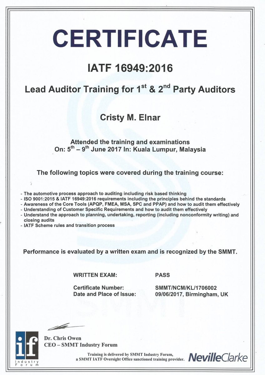Iatf Auditor Certification Tutore Org Master Of Documents
