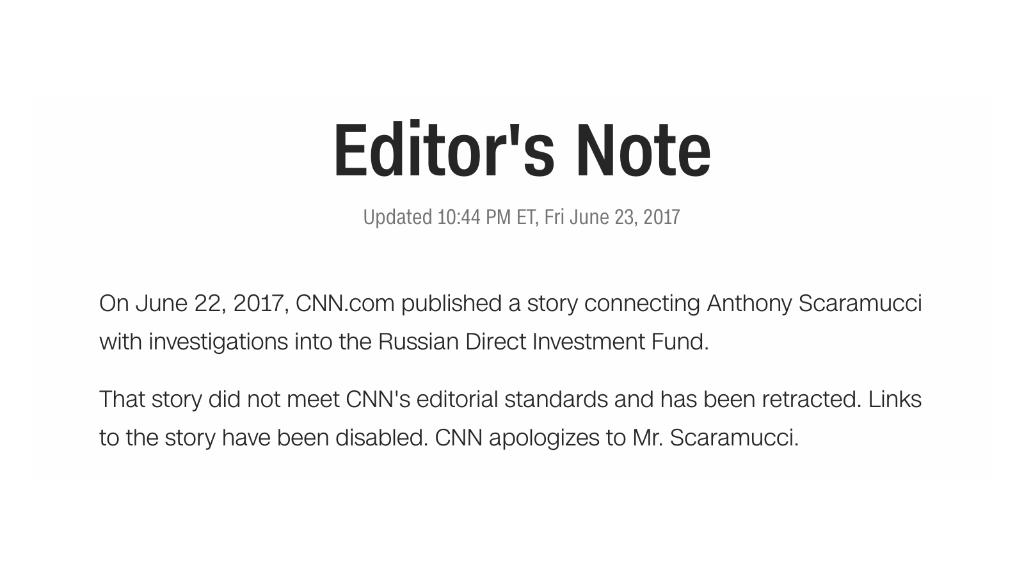 Fake News Cnn Deletes Bogus Story Linking Trump Transition To Russia