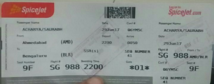 Spicejet Boarding Pass