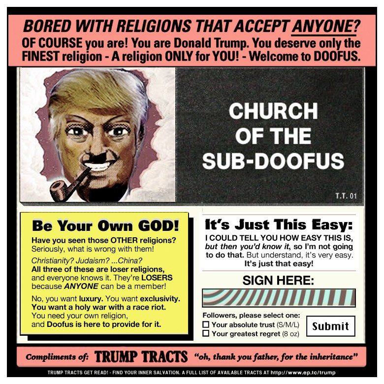 Trump Tracts: Subgenius-inflected mini-comics about Trump in the style ...