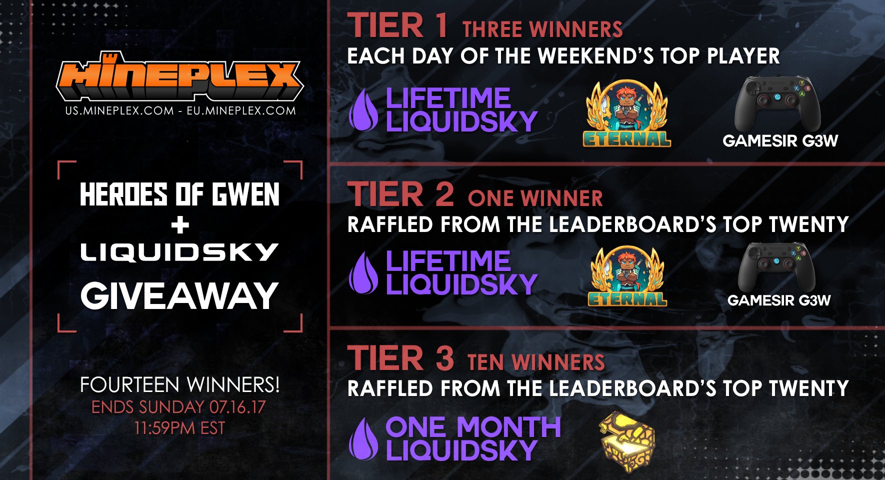 Mineplex on Twitter: "⚔Heroes of GWEN Tournament⚔ Make sure to hop on today for your last chance ...