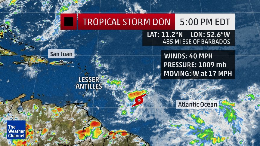 Tropical Storm Don has been named in the Atlantic east of the Windward ...
