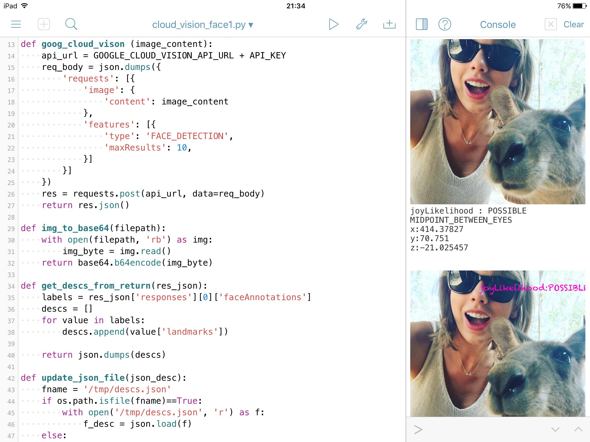 robo8080 on Twitter: "iPad + Pythonista3 + Google Cloud Vision API で実験 ...