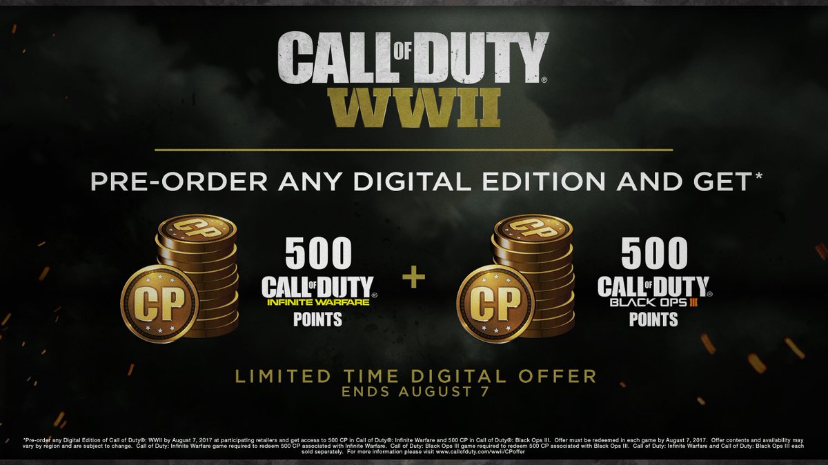 Preorder select Call of Duty: WWII editions and get 500 CoD Points to ...