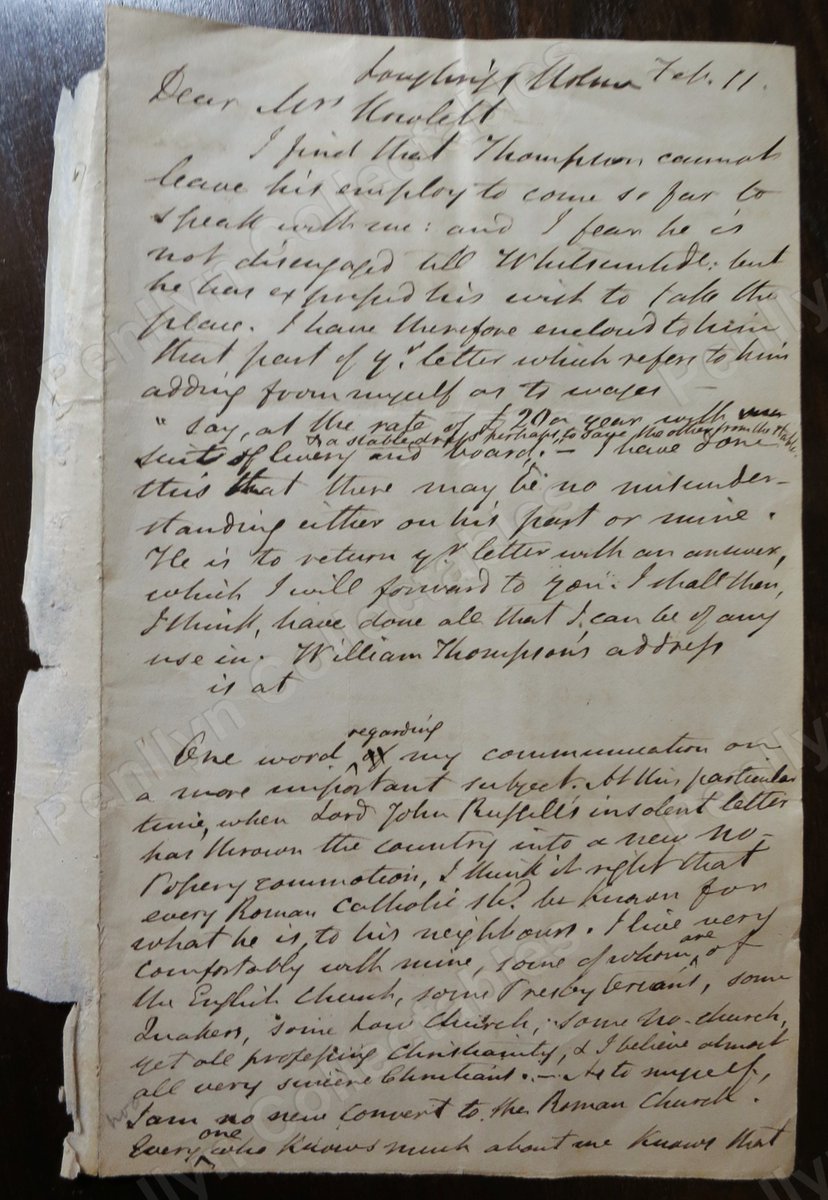 1851 letter re Russell's No Popery | Antiques Board