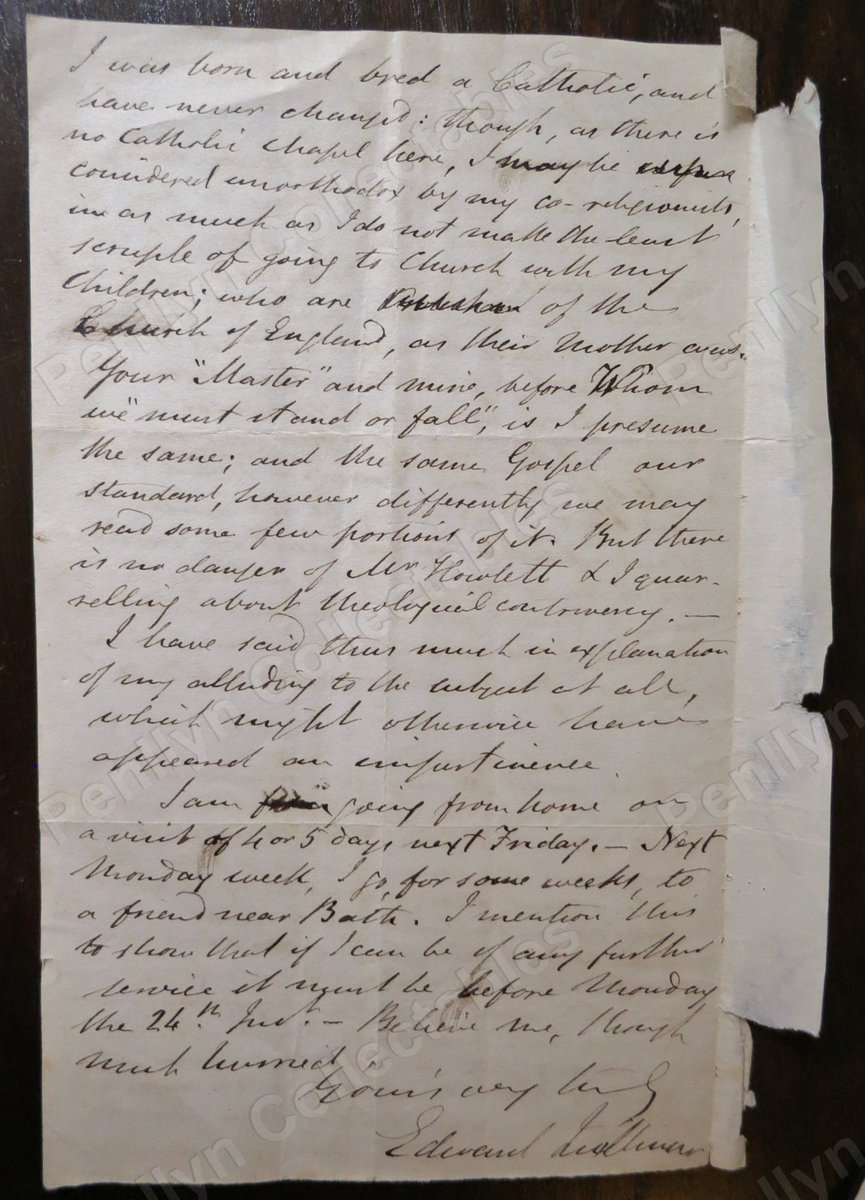 1851 letter re Russell's No Popery | Antiques Board