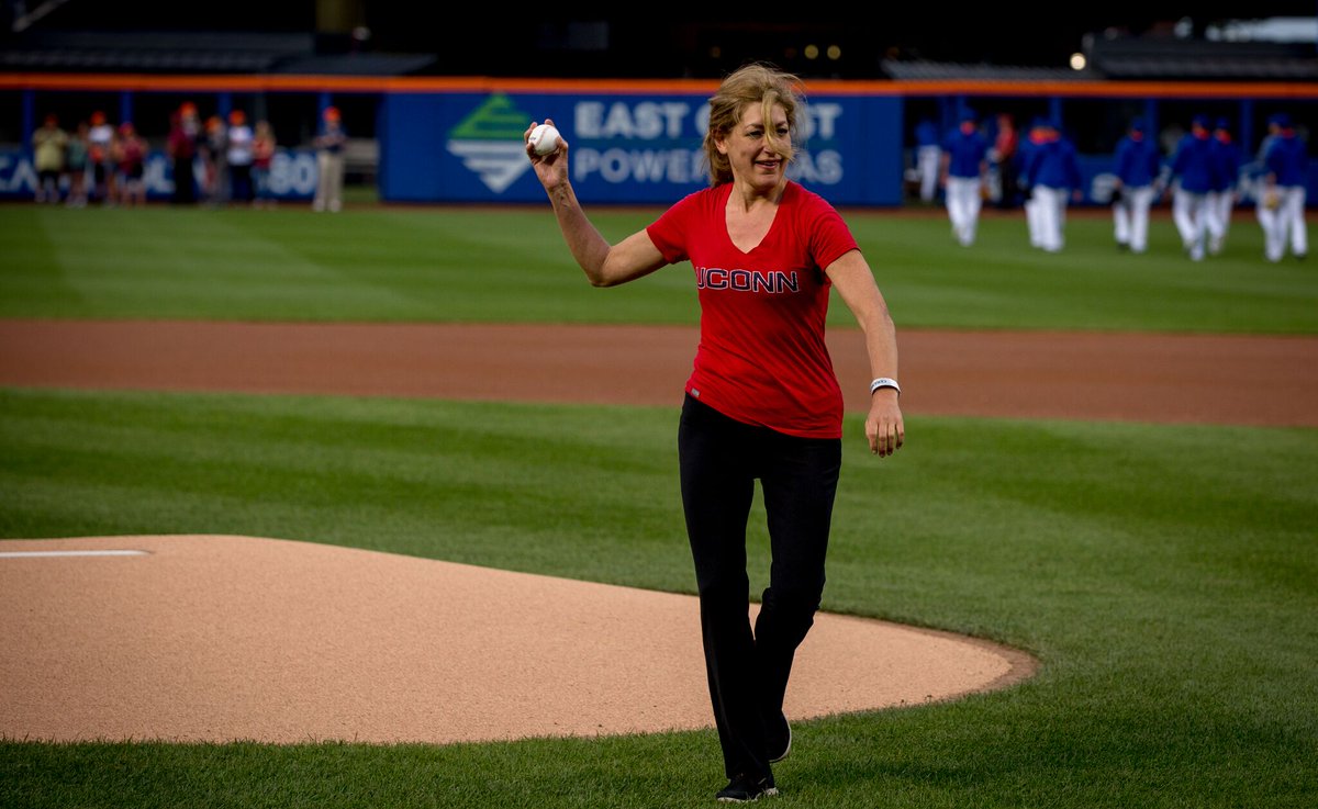 President susan herbst throws out the first pitch during uconn night at ...