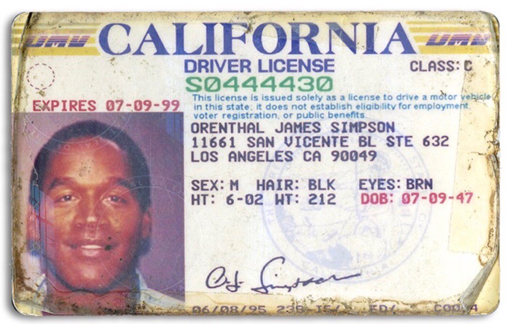 File:OJ Simpson's driver's license, 1995.jpg - Wikimedia Commons