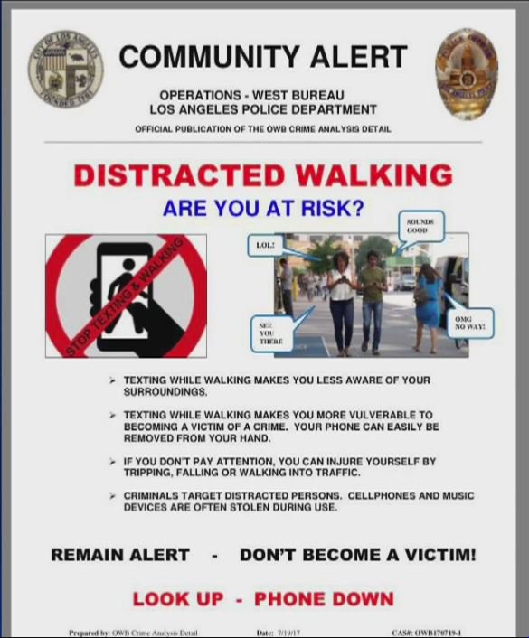 Phone: 'Look Up, Phone Down' @LAPDHQ launches ‘distracted walking’ saf...