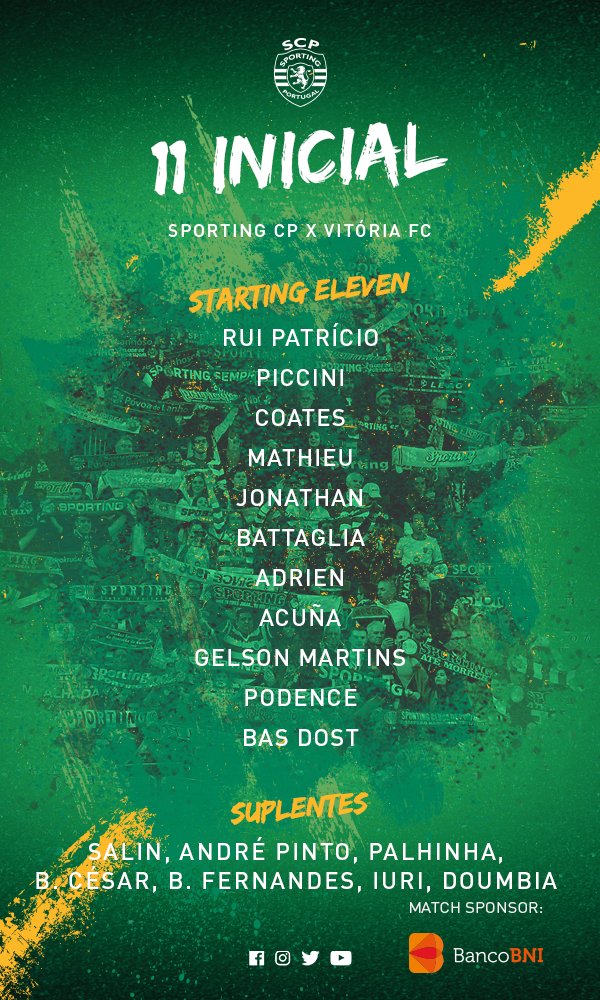 Este é o 11 inicial para hoje! Vamos, Leões! ? DiaDeSporting | Sporting ...