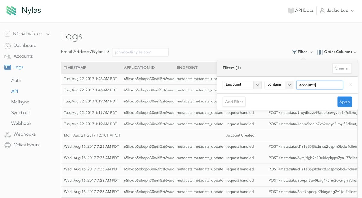 Jackie Luo on Twitter: "🚀 LAUNCH DAY 🚀 say hello to the shiny new dashboard for the @nylas api ...