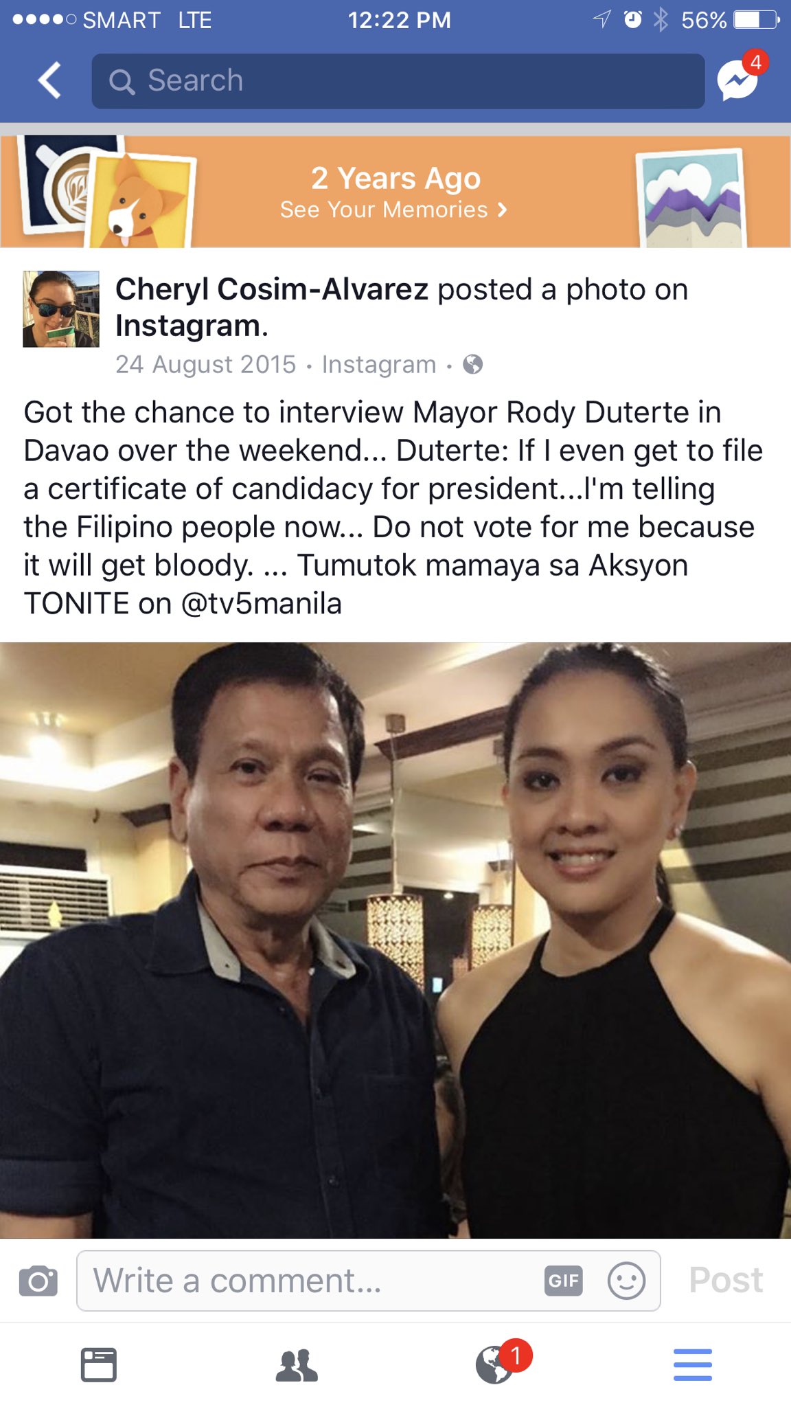 Cheryl Cosim on Twitter: "Taken 2yrs ago... Duterte: "Do not vote for me because it will get ...