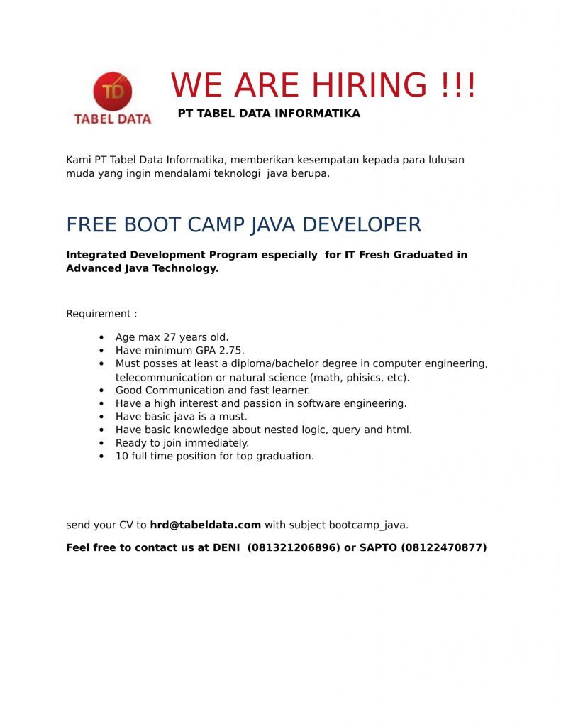 Tel-U Career on Twitter: "[JOBS!!!] PT. Tabel Data Informatika https://t.co/uJFwdHCGr4 https://t ...