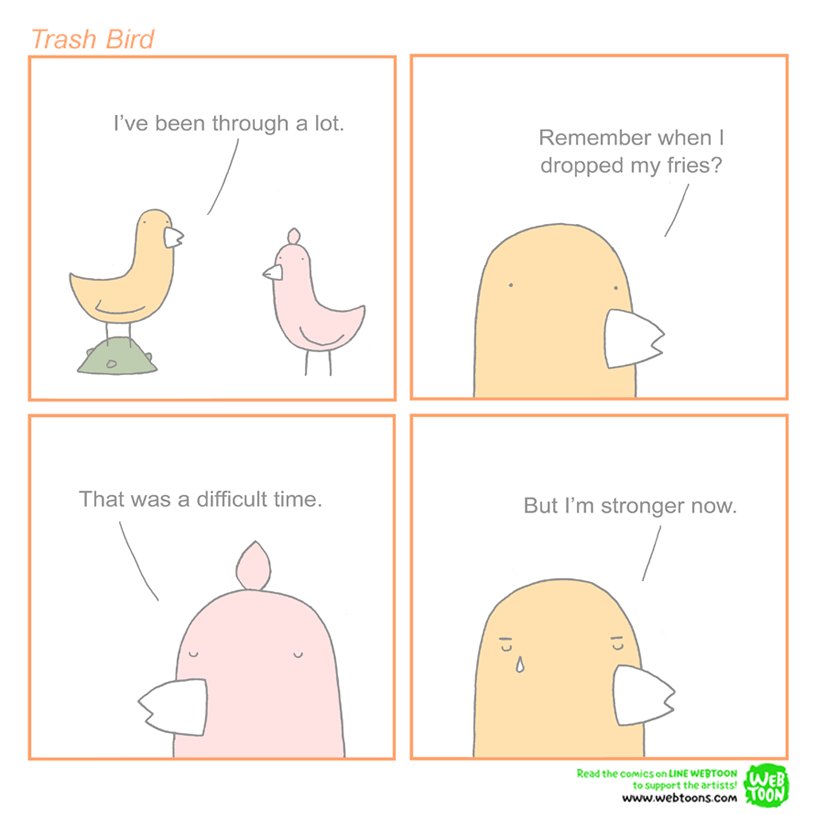 「trash bird has been through a lot https:」|poorly drawn linesの漫画