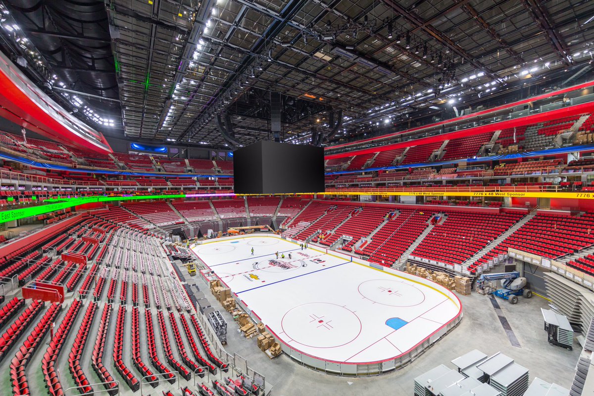First sheet of ice at Littlw Caesars Arena : r/hockey