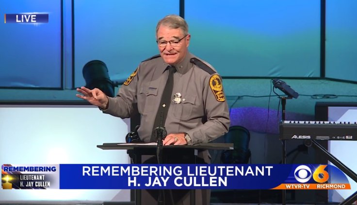 1st Sgt. Clark speaking great words about Lt. H. Jay Cullen. Says ...