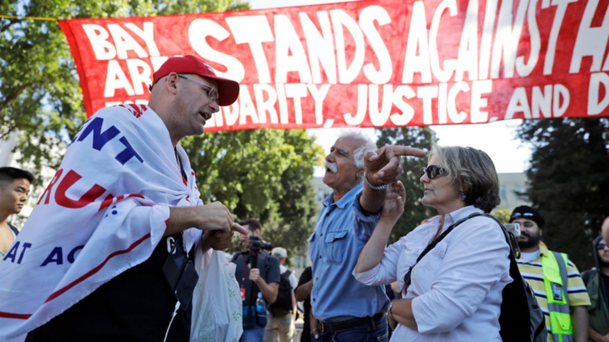 Thousands protest canceled right-wing rally in Berkeley: | NBC10 ...