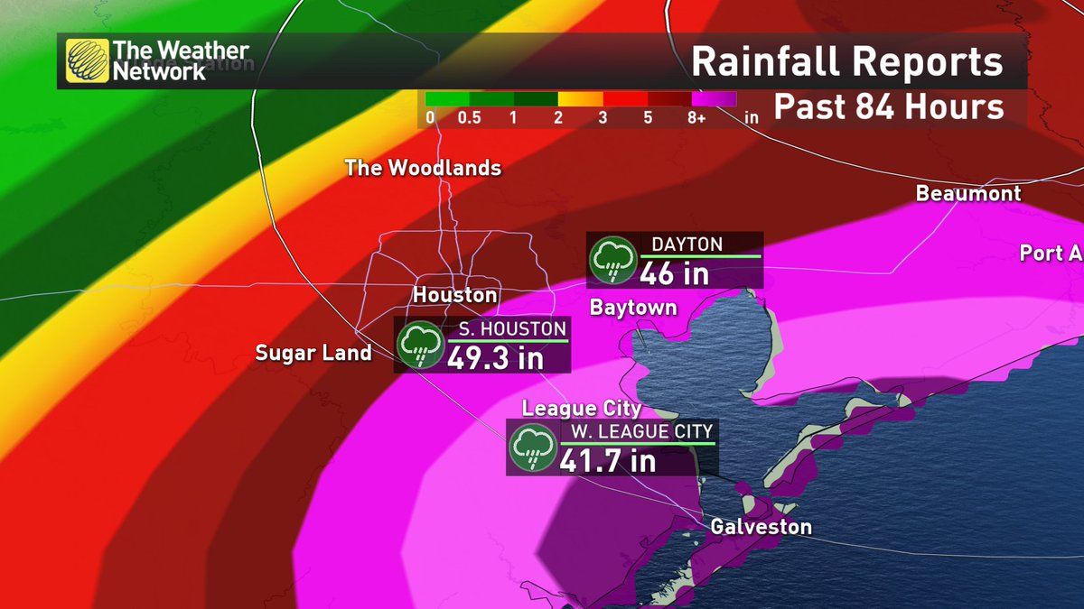 Texas tropical cyclone rainfall record broken: Mary's Creek gauge (at ...
