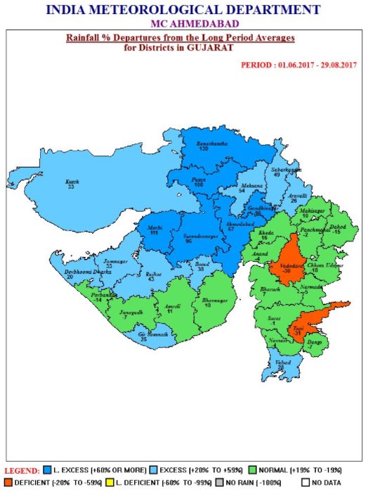 Heavy rains in Saurashtra region; Gujarat completes 100% rainfall of ...