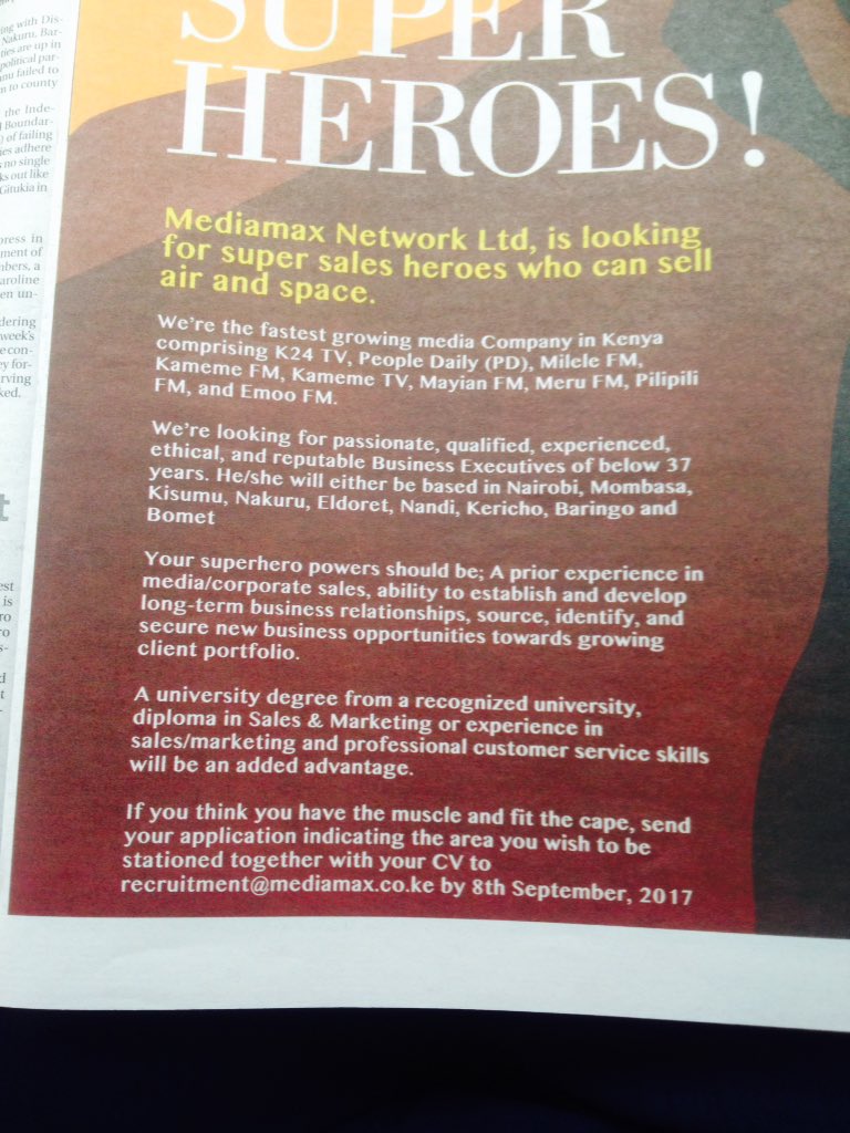 MediaMax Is Looking For Sales Agents - Youth Village Kenya