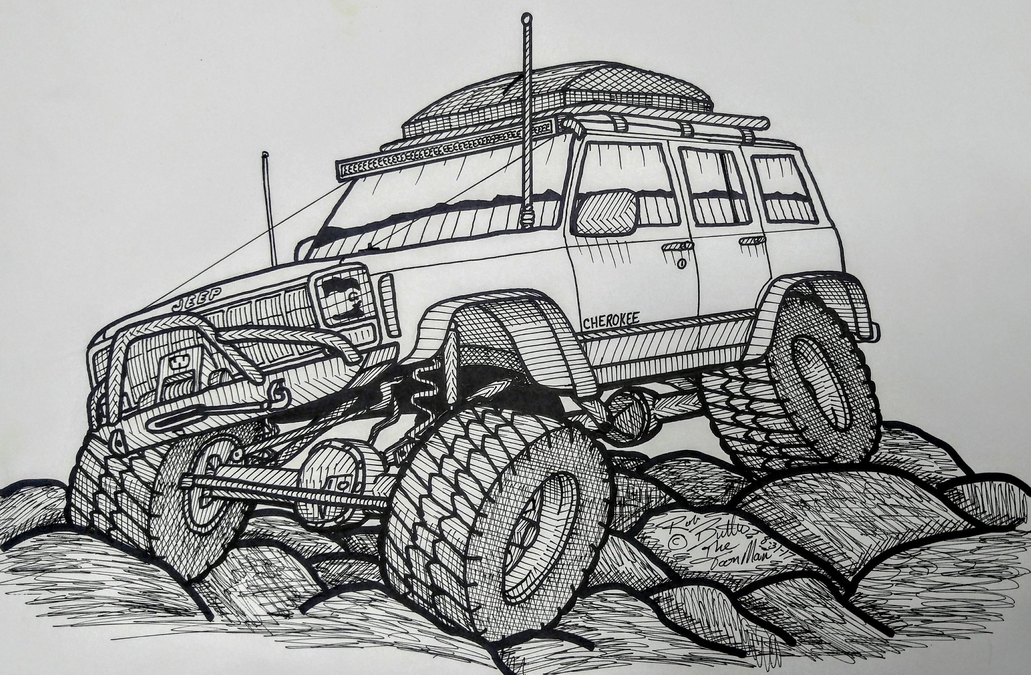 Lifted Jeep Drawings