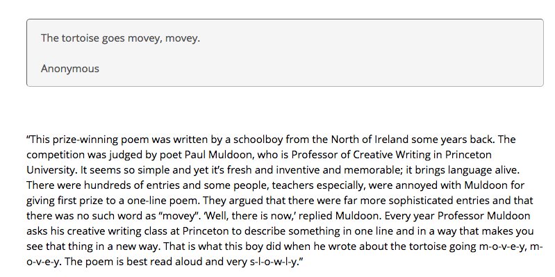 4G’s One Line Poems Inspired by ‘The Tortoise’. | ardgillancollegeenglish