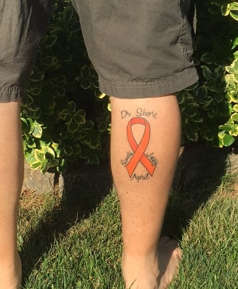 Orange Awareness Ribbon Tattoo