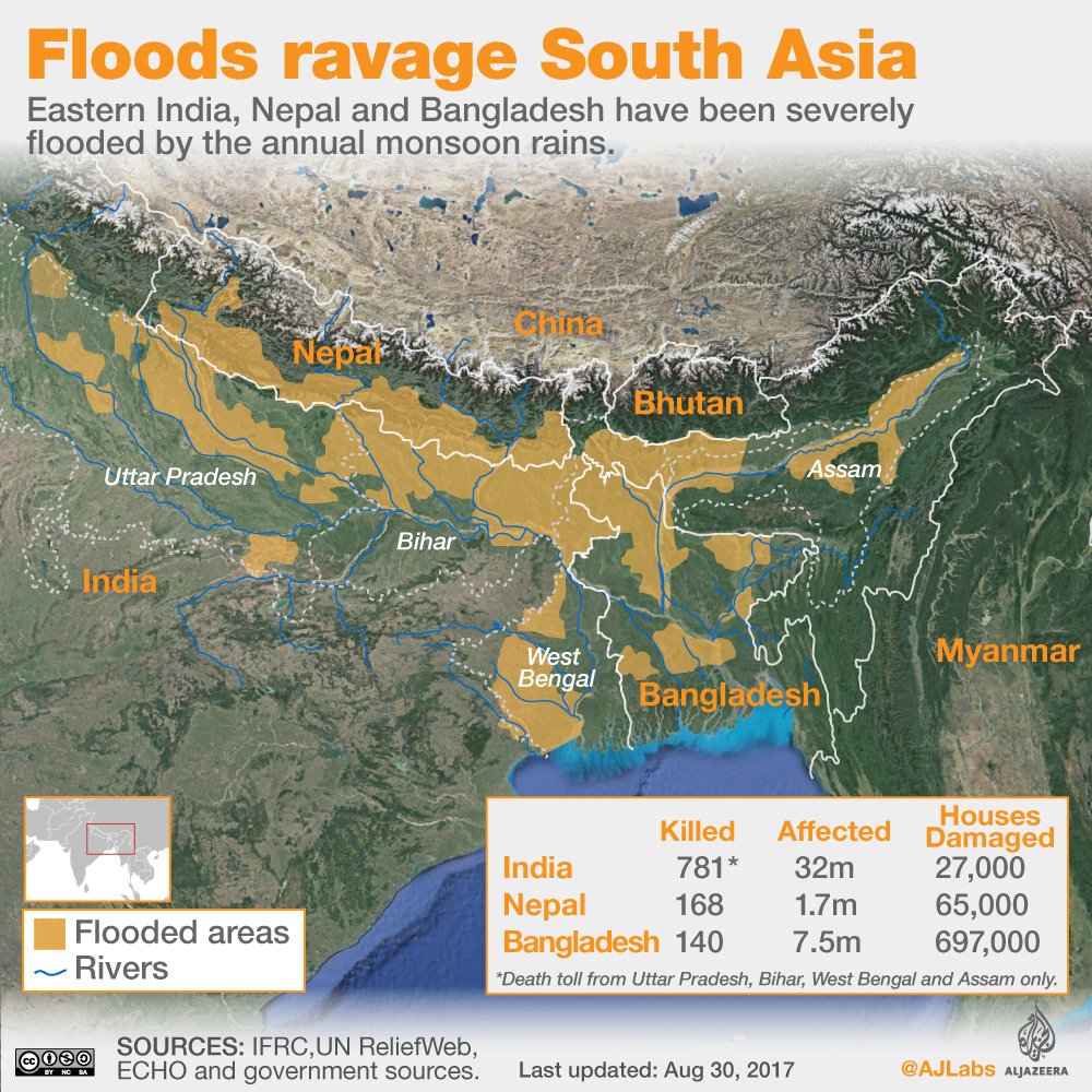 41 million people have been affected by monsoon floods across South ...