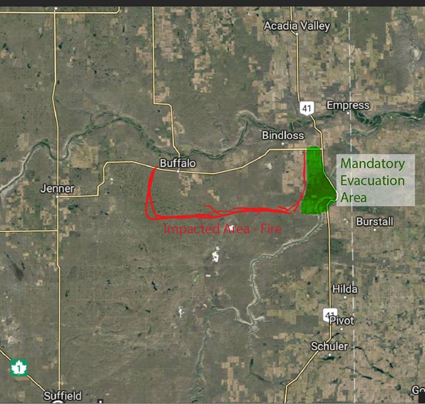 BREAKING: Mandatory evacuation order for Bindloss-area grass fire ...