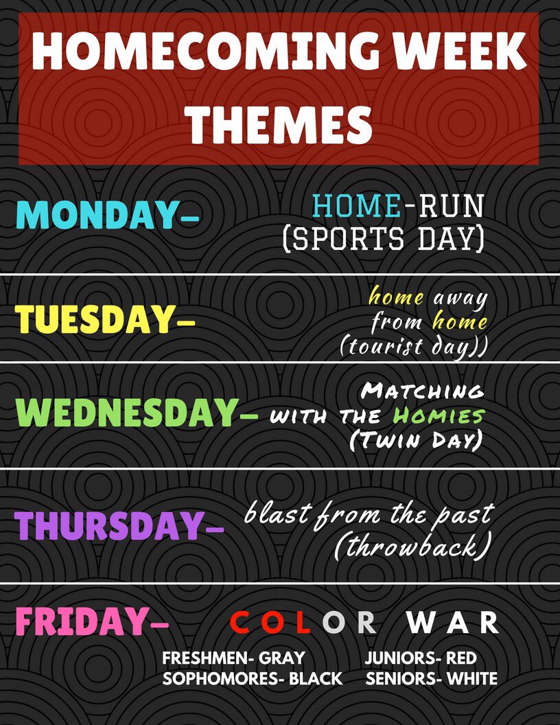 Spirit Day Ideas For Homecoming Week