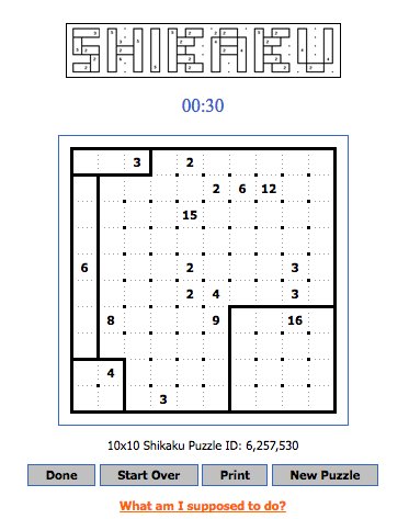 Shikaku Puzzle