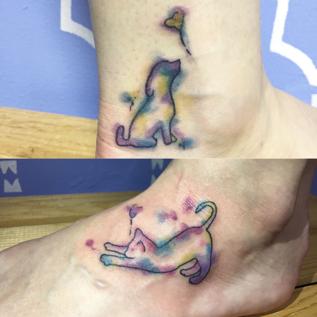 Watercolor Tattoo Cat