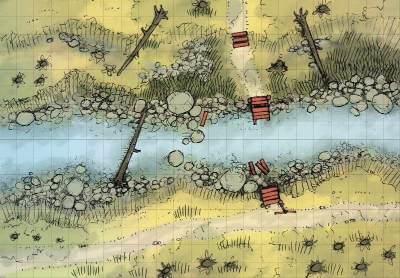 The Riverside Road Battle Map By 2 Minute Table Top Fantasy Map Map ...