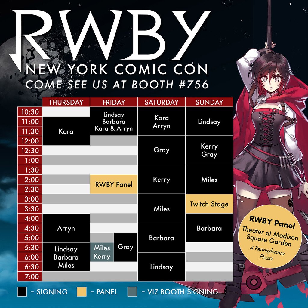 RWBY - New York Comic Con Timetable : r/RWBY