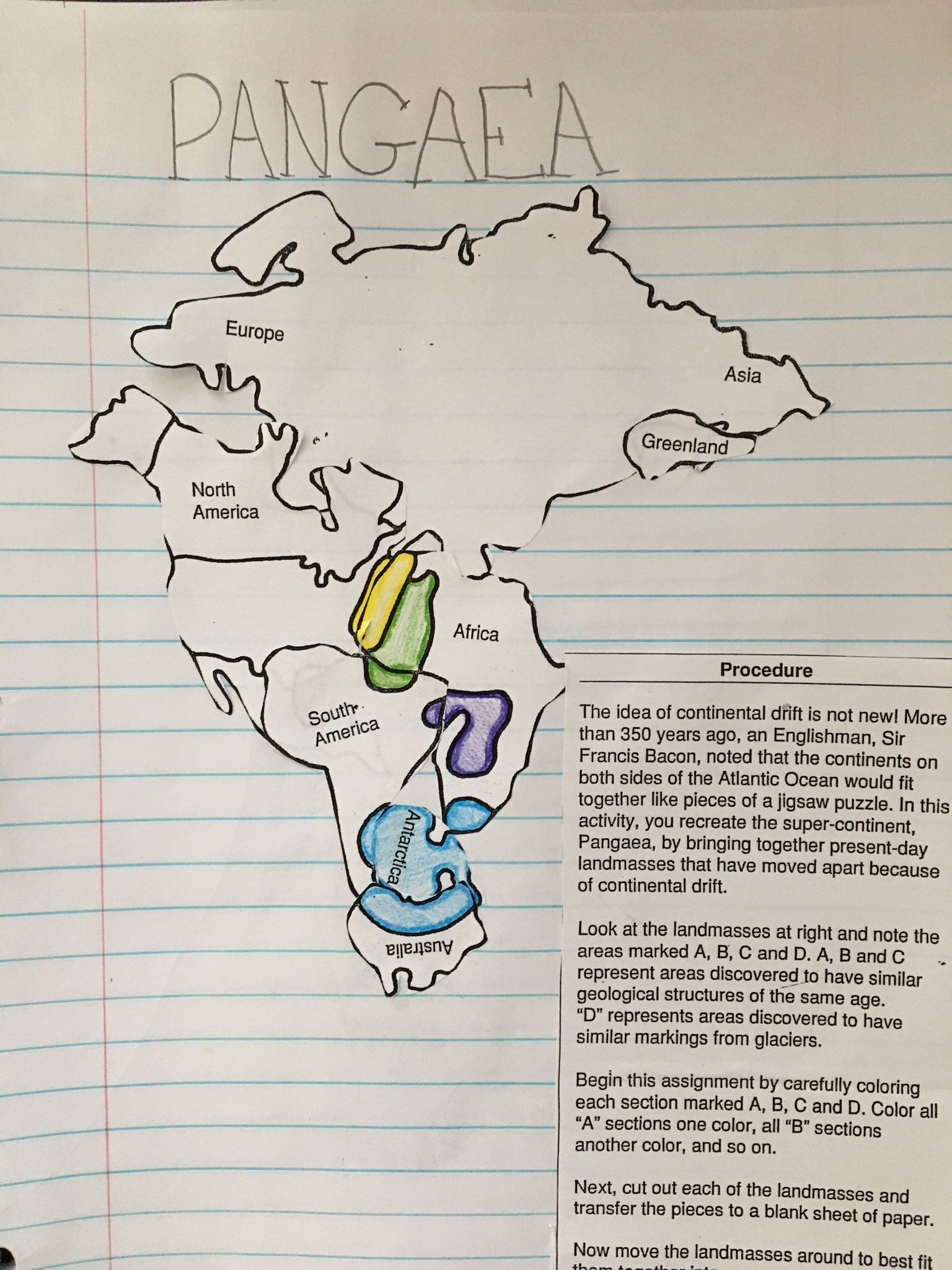 Pangea Puzzle Worksheet For Kids