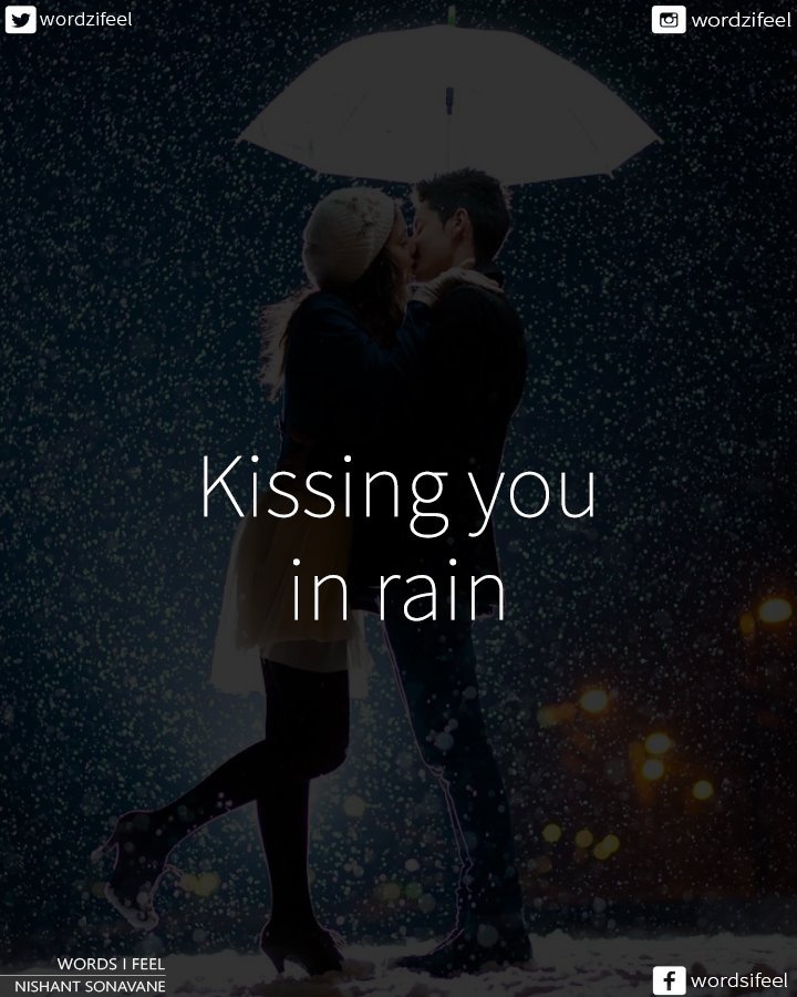 Romantic Kiss In The Rain