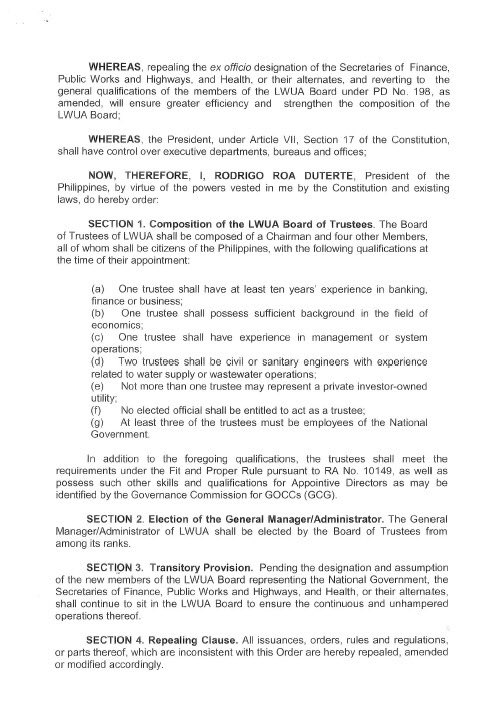 READ: Pres Duterte issues EO 41 reconstituting membership of Local ...