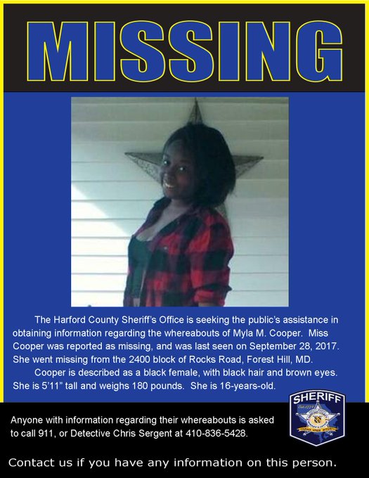 Harford County MD Police Searching For Teen Girl, Myla M. Cooper ...