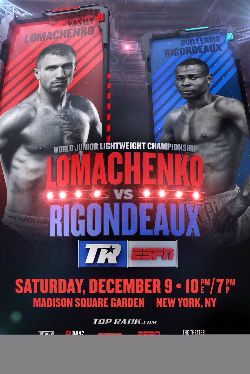 Loma vs. Rigo Dec. 9, Madison Square Garden theatre (sold out ...
